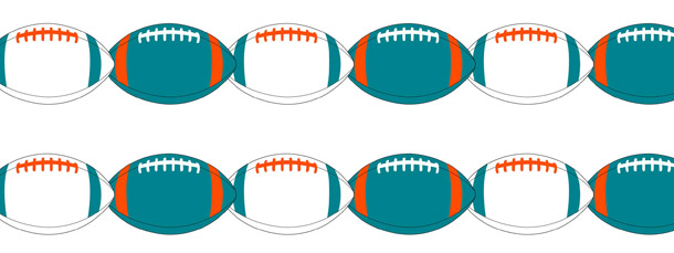 Aqua, Orange, and White Football Borders