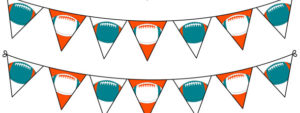 Aqua, Orange, and White Football Bunting Banners Cut Outs