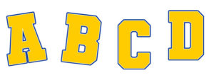Blue, Gold, Yellow Varsity Letters
