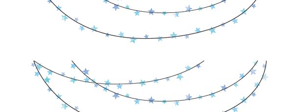 Blue Watercolor Star Bunting Banner Cut Outs