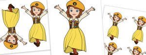 Cartoon Sofia in Buttercup Scout Outfit Cut Outs