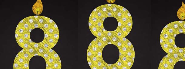 Chalk-Style Yellow Birthday Candle Number 8 Cut Out