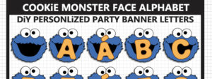 Cookie Monster Face Banner Letters