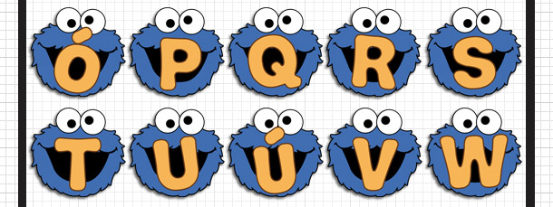 Cookie Monster Face Banner Letters Part 2