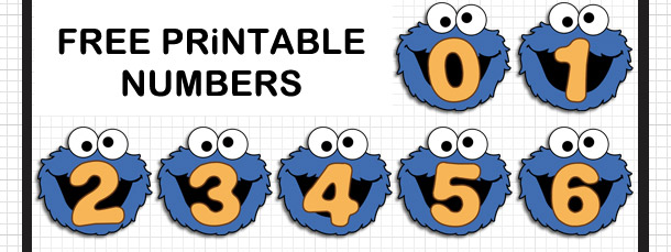 Cookie Monster Face Banner Numbers Symbols