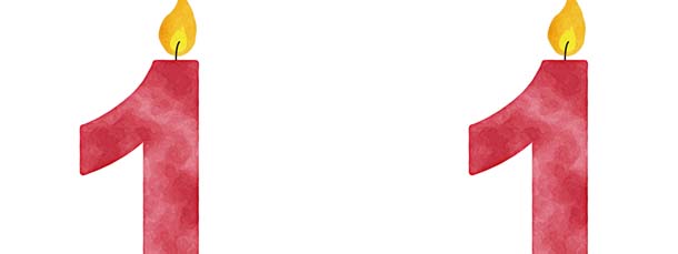 Cranberry Red Watercolor Birthday Candle Number 1 Cut Out