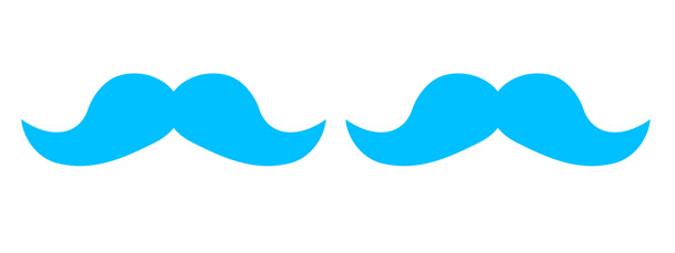 Deep Sky Blue English Mustache Cut Out