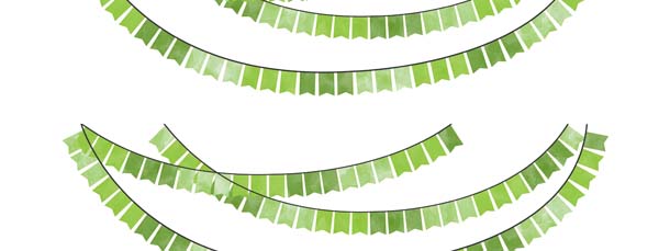 Green Watercolor Swallowtail Bunting Banner Cut Outs