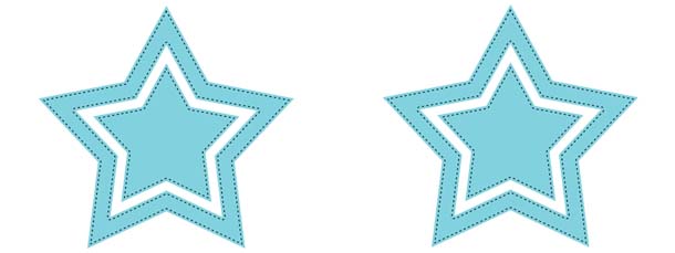 Light Blue Black-Stitched Double Star Cut Out
