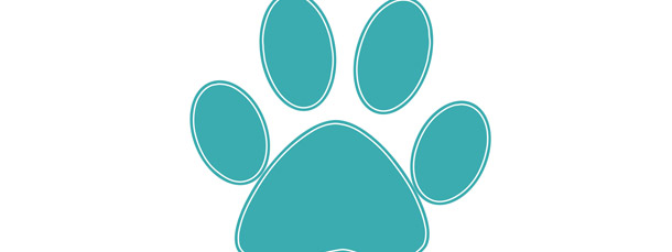 Light Teal White-Outlined Paw Print