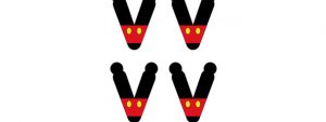 Mickey Mouse Style Letter V Cut Out – Small
