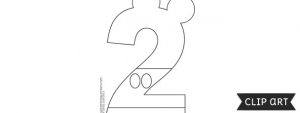 Mickey Mouse Style Number 2 Template – Clipart