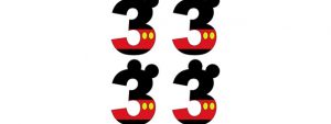 Mickey Mouse Style Number 3 Cut Out – Small