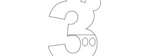 Mickey Mouse Style Number 3 Template – Large