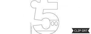 Mickey Mouse Style Number 5 Template – Clipart