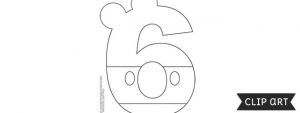 Mickey Mouse Style Number 6 Template – Clipart