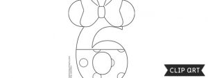 Minnie Mouse Style Number 6 Template – Clipart