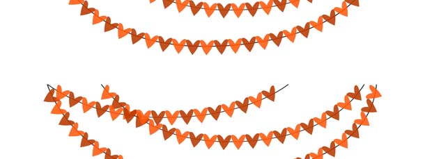 Orange Hearts Bunting Banner Cut Outs
