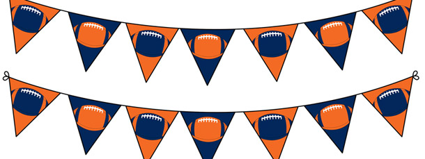 Orange and Navy Blue Bunting Banners Cut Outs
