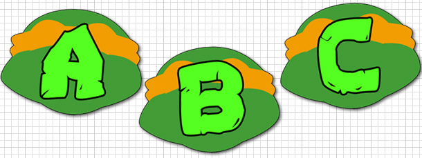 Orange Ninja Turtles Banner Letters