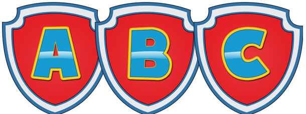 Paw Patrol Theme Badge Alphabet
