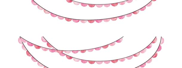 Pink Watercolor Scalloped Bunting Banner Cut Outs