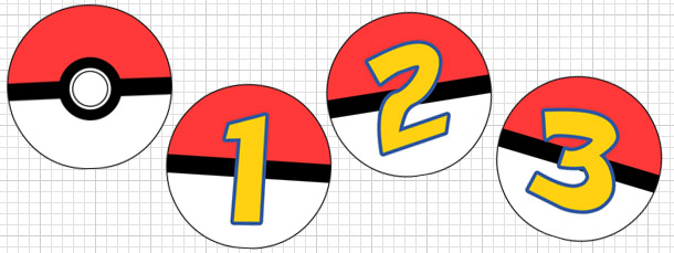 Pokeball Party Banner Numbers Symbols