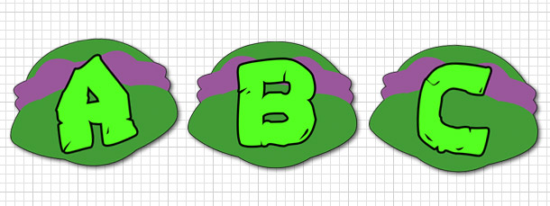 Purple Ninja Turtles Banner Letters