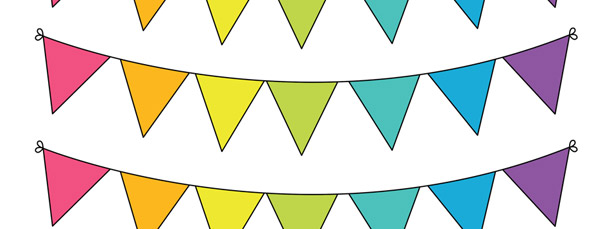 Rainbow Bunting Banners Cut Outs