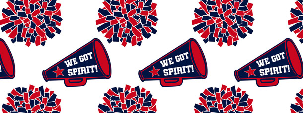 Red, Blue, and White Cheer Pom Poms and Megaphone Scrapbook Paper