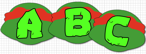 Red Ninja Turtles Banner Letters