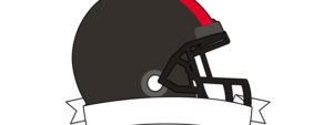 Red and Pewter Football Helmet Label Cut Out