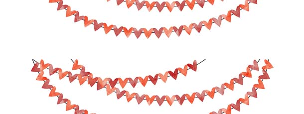 Red Watercolor Hearts Bunting Banner Cut Outs