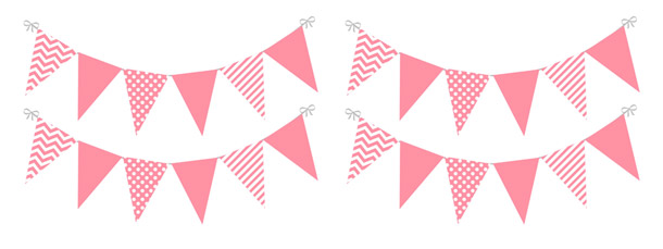 Salmon Pink Pennant Flags Banner Cut Outs