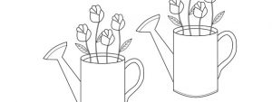 Watering Can With Flowers Inside Template – Medium