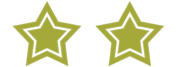 White-Stitched Chartreuse Green Double Star Cut Out